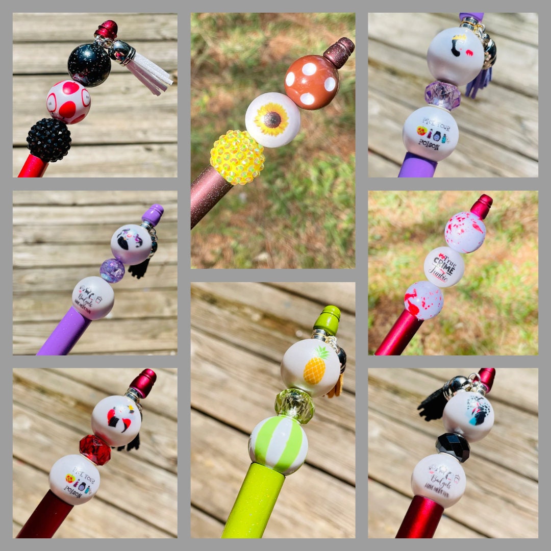 Patterned Beaded Pens, Beaded Pens, Bead Pens, Journaling Pen, Teacher ...