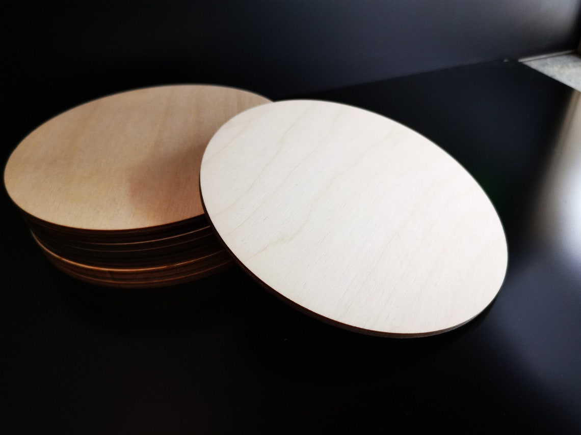 10 Unfinished Round Wood, Wooden Disk, Laser Cut Round Unfinished Wood ...