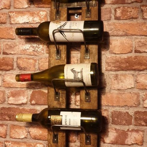 Wooden Oak Wine Barrel Stave Wine Rack Wall Mounted 3 Bottle - Etsy