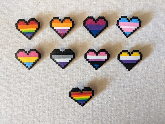 PRIDE Heart Pixel Art Pin | Etsy