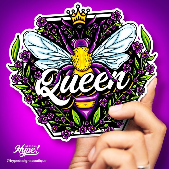 Queen Bee Sticker Bee Crown Queen Bee Vinyl Decal Floral Bee | Etsy