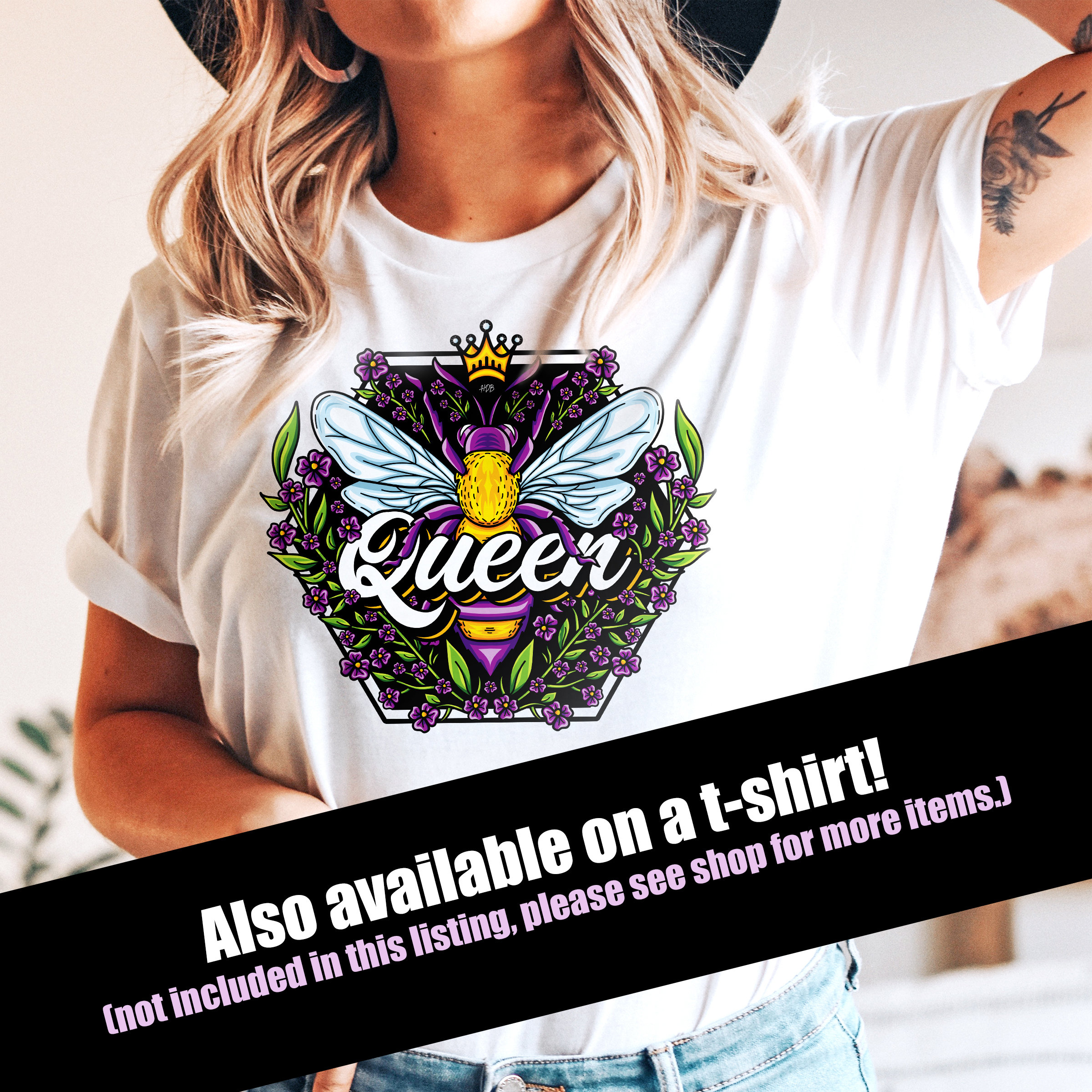 Queen Bee Sticker Bee Crown, Queen Bee Vinyl Decal, Floral Bee ...