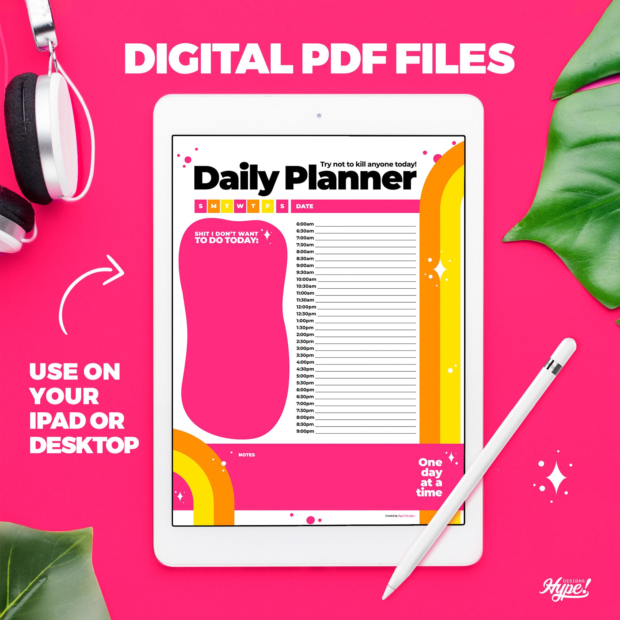 Colorful Daily Planner Printable and Fillable Simple Undated Daily ...