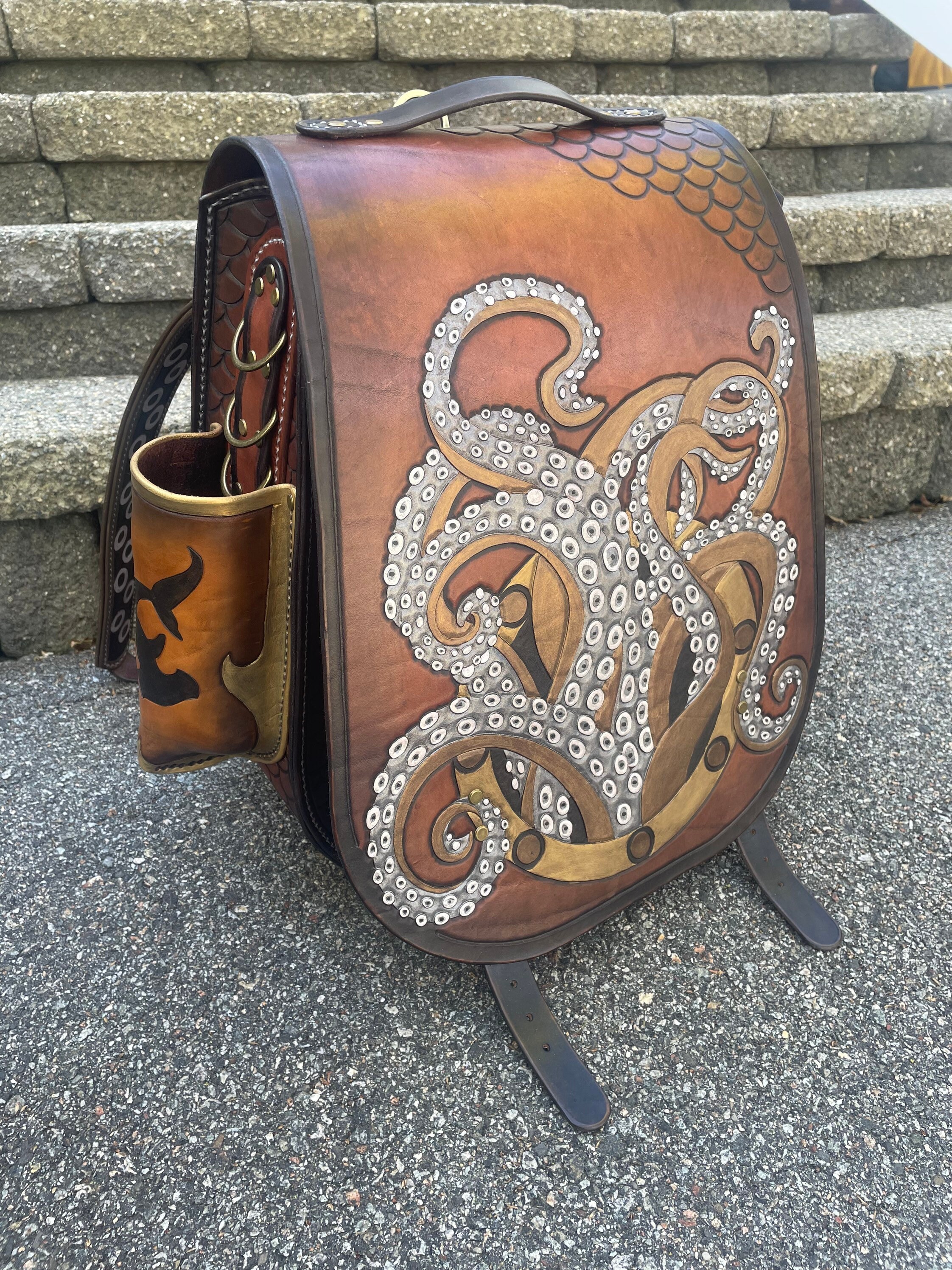 Leather Kraken, Entirely Handcrafted, Nautically Themed Backpack - Etsy