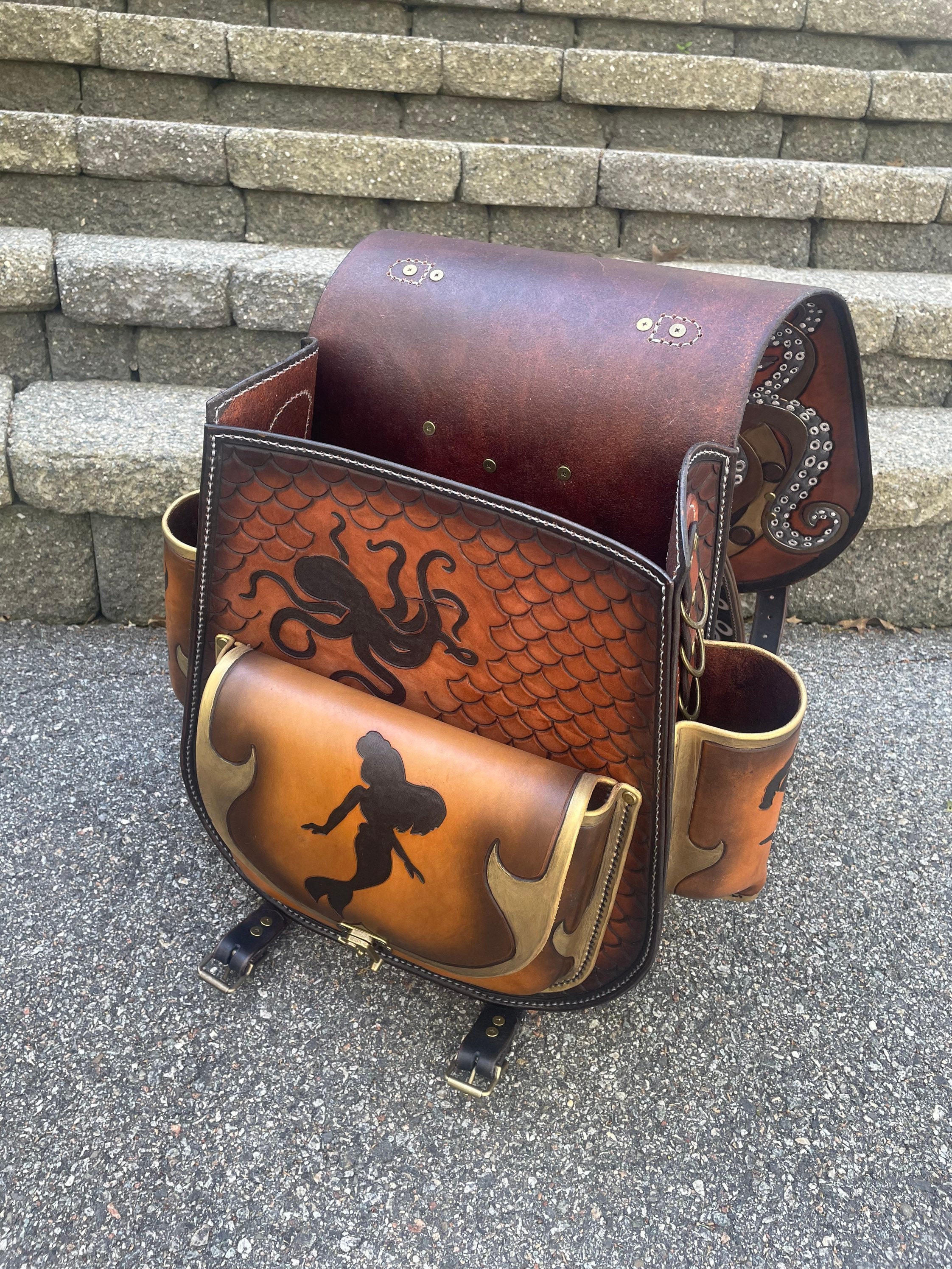 Leather Kraken, Entirely Handcrafted, Nautically Themed Backpack - Etsy