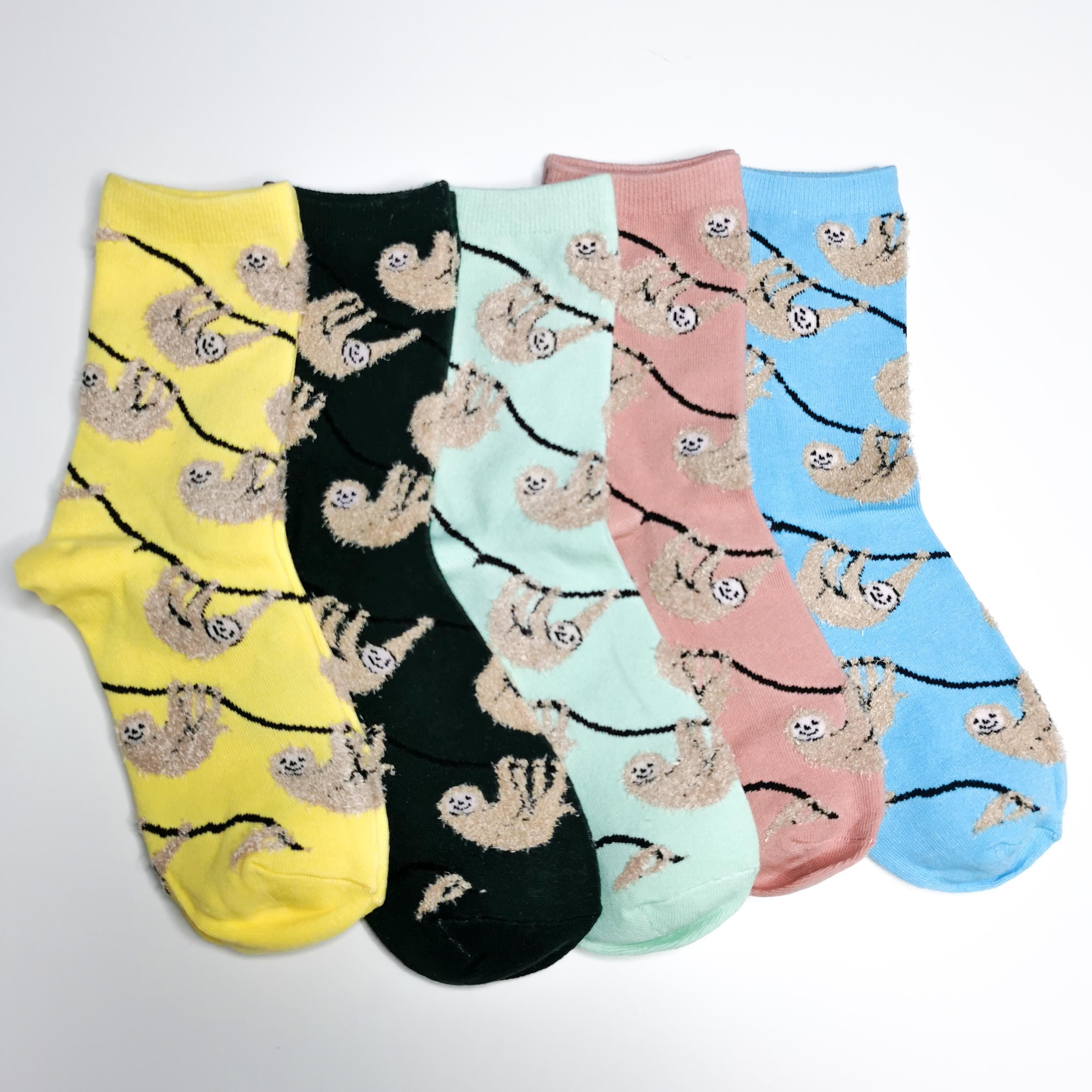 Fuzzy Sloth Socks - Etsy