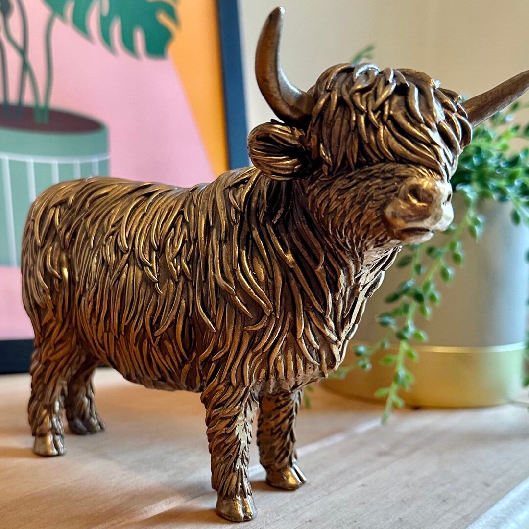 Bronze Colour Highland Cow T Boxed Also Available In Silver Etsy Uk