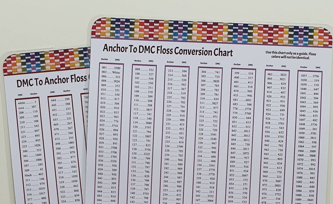 Anchor to DMC Conversion Charts 2 Sheets Laminated Cross - Etsy