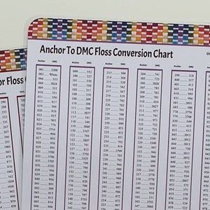 Anchor to DMC Conversion Charts 2 Sheets Laminated Cross - Etsy