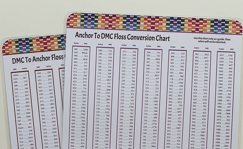 Anchor to DMC Conversion Charts 2 Sheets Laminated Cross - Etsy