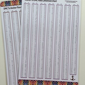 Anchor to DMC Conversion Charts 2 Sheets Laminated Cross - Etsy