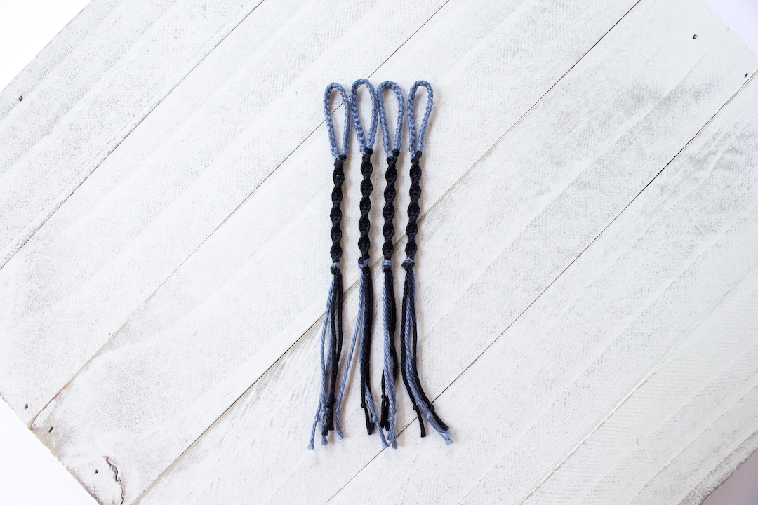 Small Tzitzits, 5" Small Handmade Tzitziyot, Black and Medium Blue Dna ...
