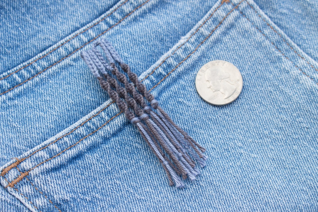 Tiny Tzitzits, 3" Mini Handmade Tzitziyot, Gray and Medium Blue, Baby ...