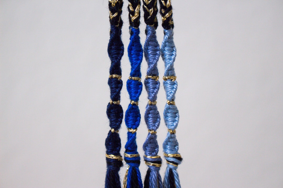 THUNDERSTORM Small YHVH Tzitzits, 6" Sparkly Gold and Black Tzitzits ...