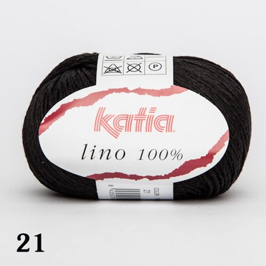 Katia Lino, Linen Yarn, Pure Linen Flax Yarn, Black 150 Meters 164 ...