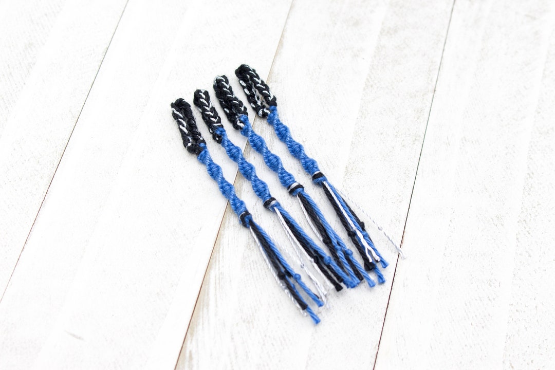 Tiny MOONLIGHT Tzitzits, 3" Mini Handmade Tzitziyot, Black, Blue and ...