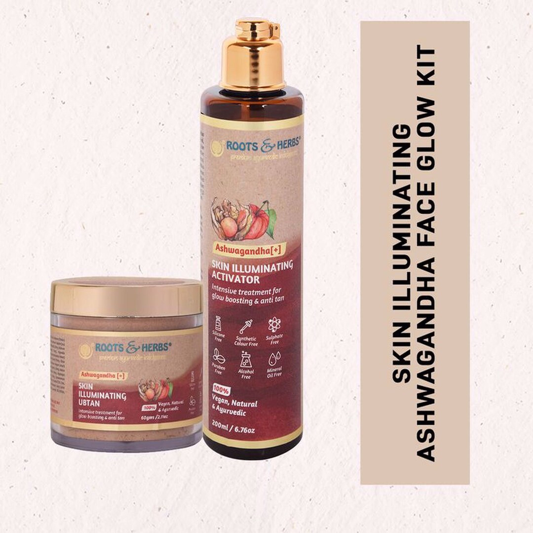 Roots & Herbs Ayurvedic Natural 100% Vegan Ashwagandha Face Glow Kit ...