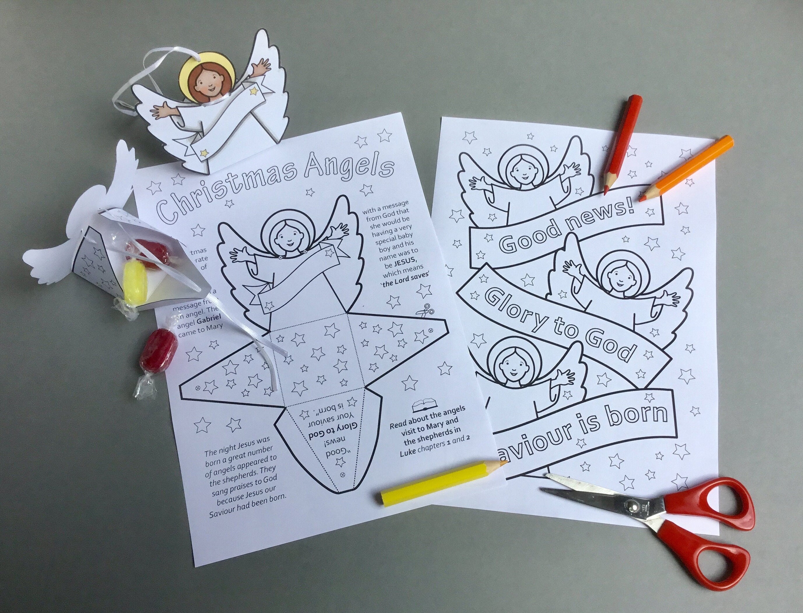 Christmas Angel Box Decorations with colouring page | Etsy