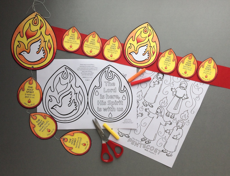 Pentecost Holy Spirit Colour in and Make Mobile and Headband With ...