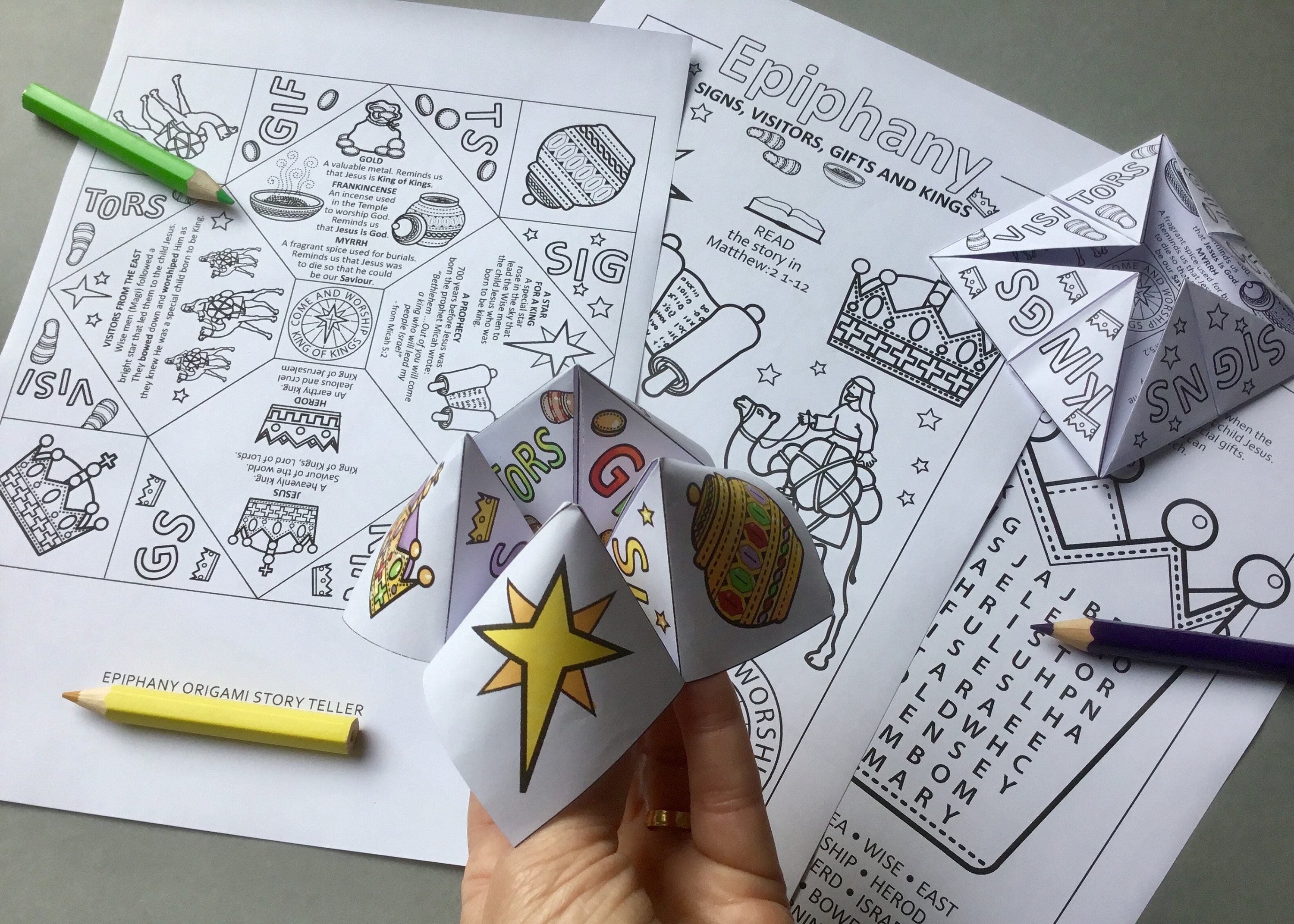 Epiphany Origami Story Teller With Colouring Page and Word Search ...