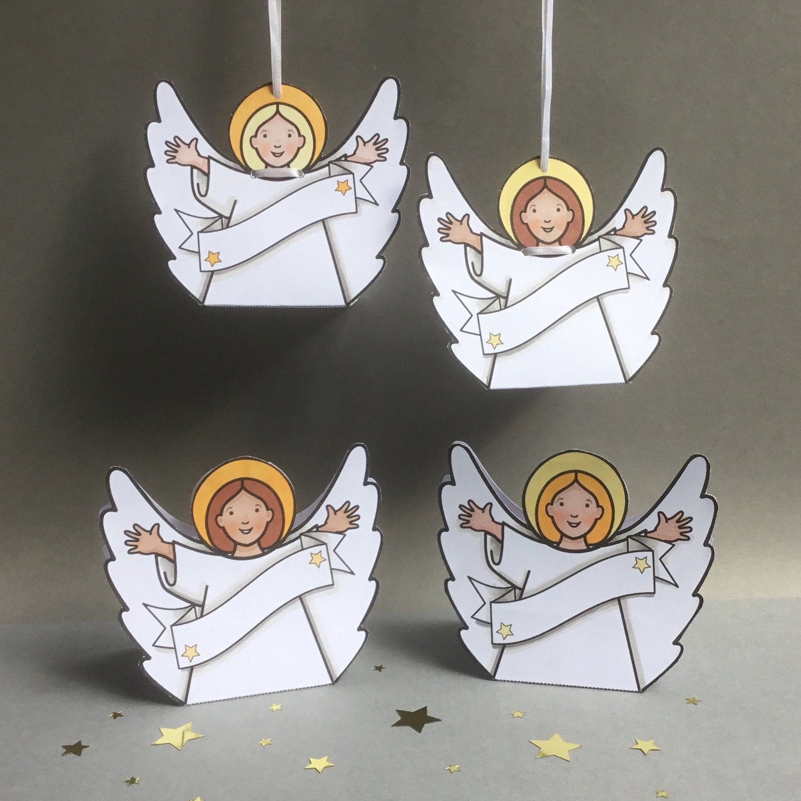 Christmas Angel Box Decorations with colouring page | Etsy