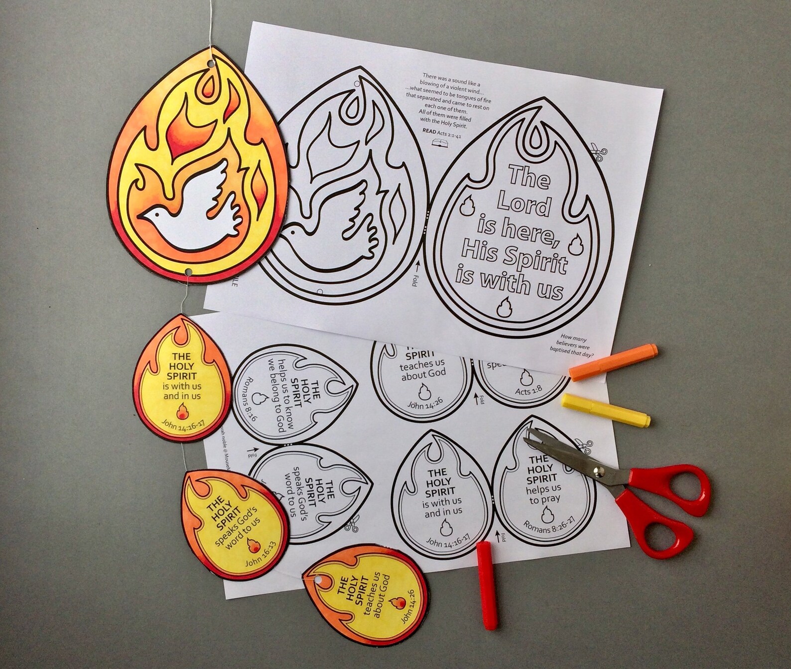 Pentecost Holy Spirit Colour in and Make Mobile and Headband With ...