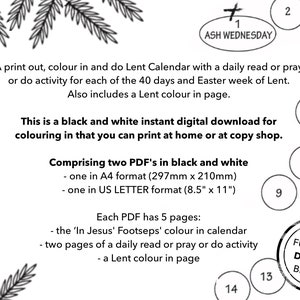 Lent Calendar, in Jesus' Footsteps, With a Daily Activity to Read, Pray ...