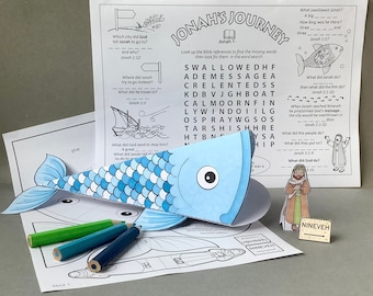 Jonah and the Whale Folding Surprise Craft, Jonah Story for Kids, Bible ...