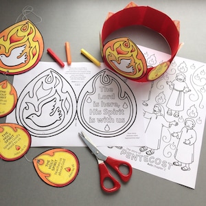 Pentecost Holy Spirit Colour in and Make Mobile and Headband With ...