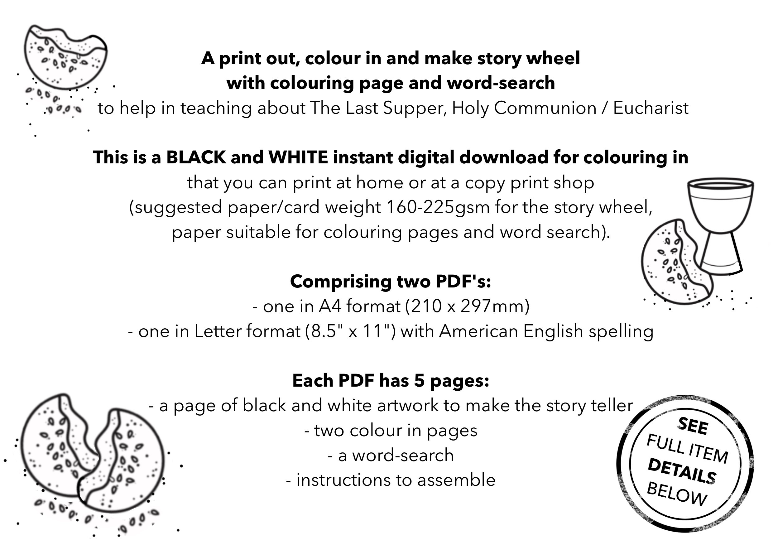 The Last Supper Holy Communion Colour in Story Wheel With Colouring ...