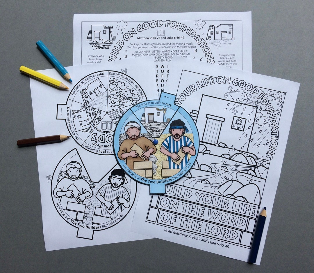 The Wise and Foolish Builders Black and White Story Wheel With ...