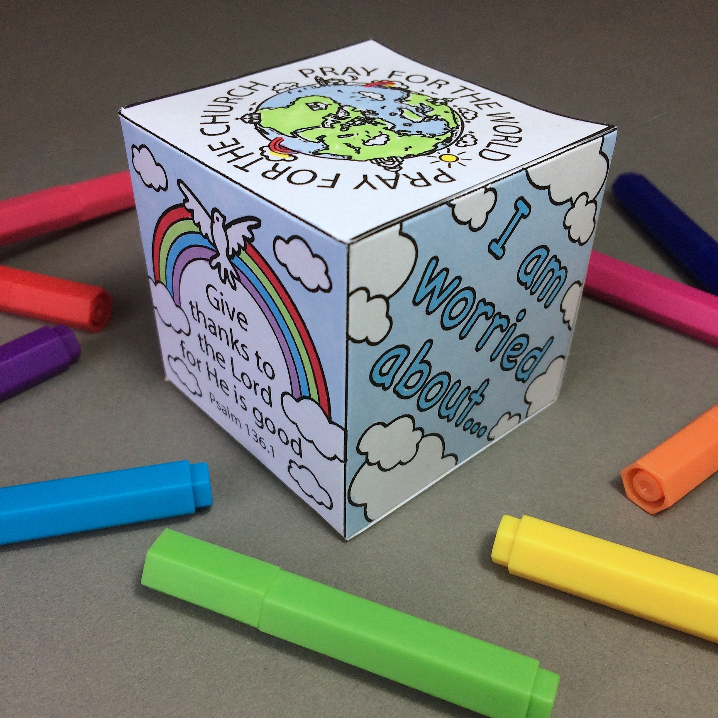 Prayer Cube Colour And Make With Colouring Page Etsy UK
