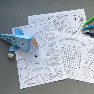 Jonah and the Big Fish Activity Craft Page With Colouring Page and Word ...
