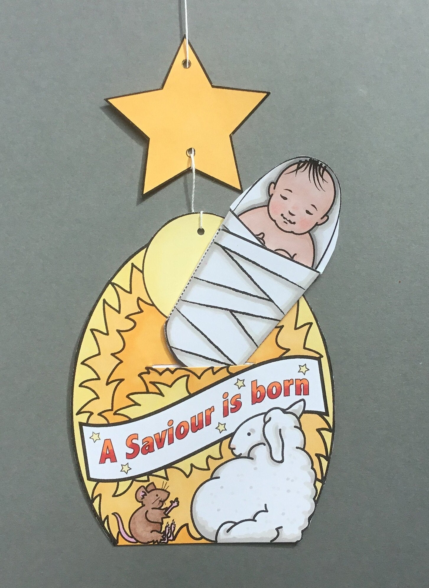 Nativity Christmas Decoration Activity With Colouring Page in Black and ...