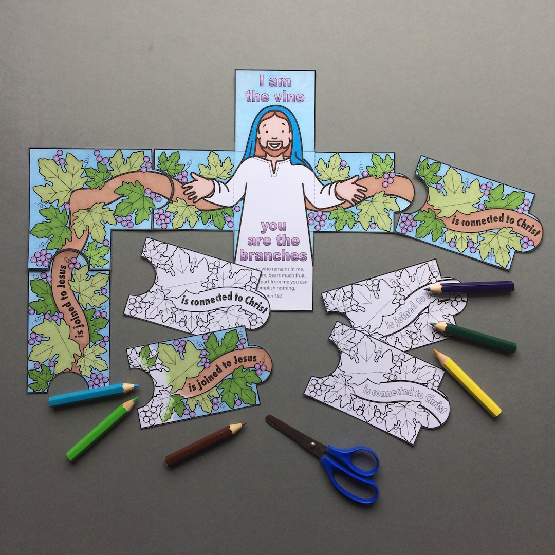 Vine and Branches Group Craft Activity to Colour in With Bookmarks and Puzzle Page. Based on the ...