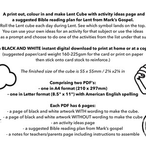 Lent Cube With Bible Reading Plan and Lent Activity Ideas. Print ...