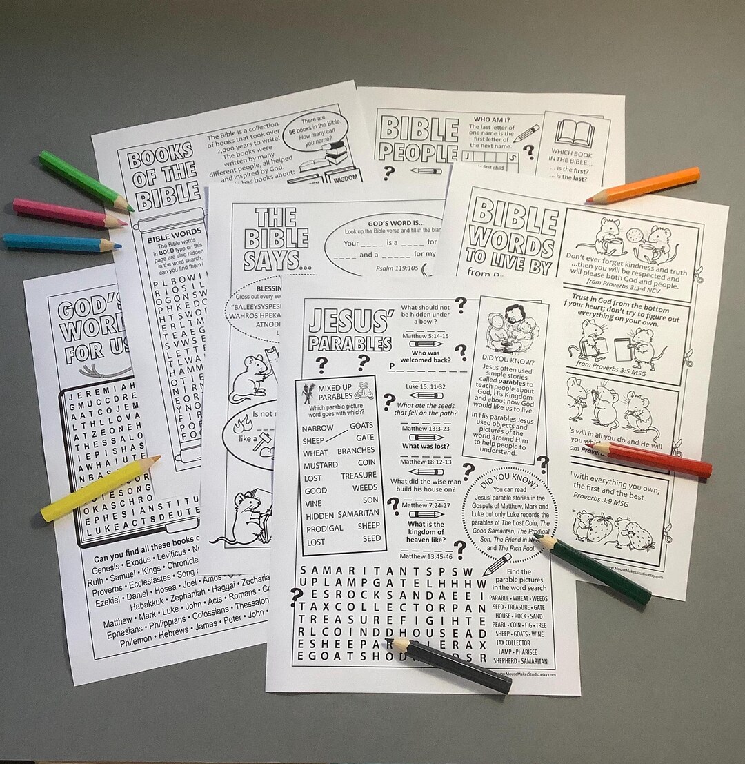 About the Bible. Six Puzzle and Activity Pages Based on the Bible. - Etsy