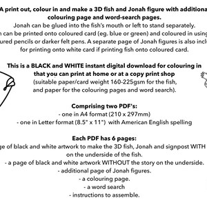 Jonah and the Big Fish Activity Craft Page With Colouring Page and Word ...
