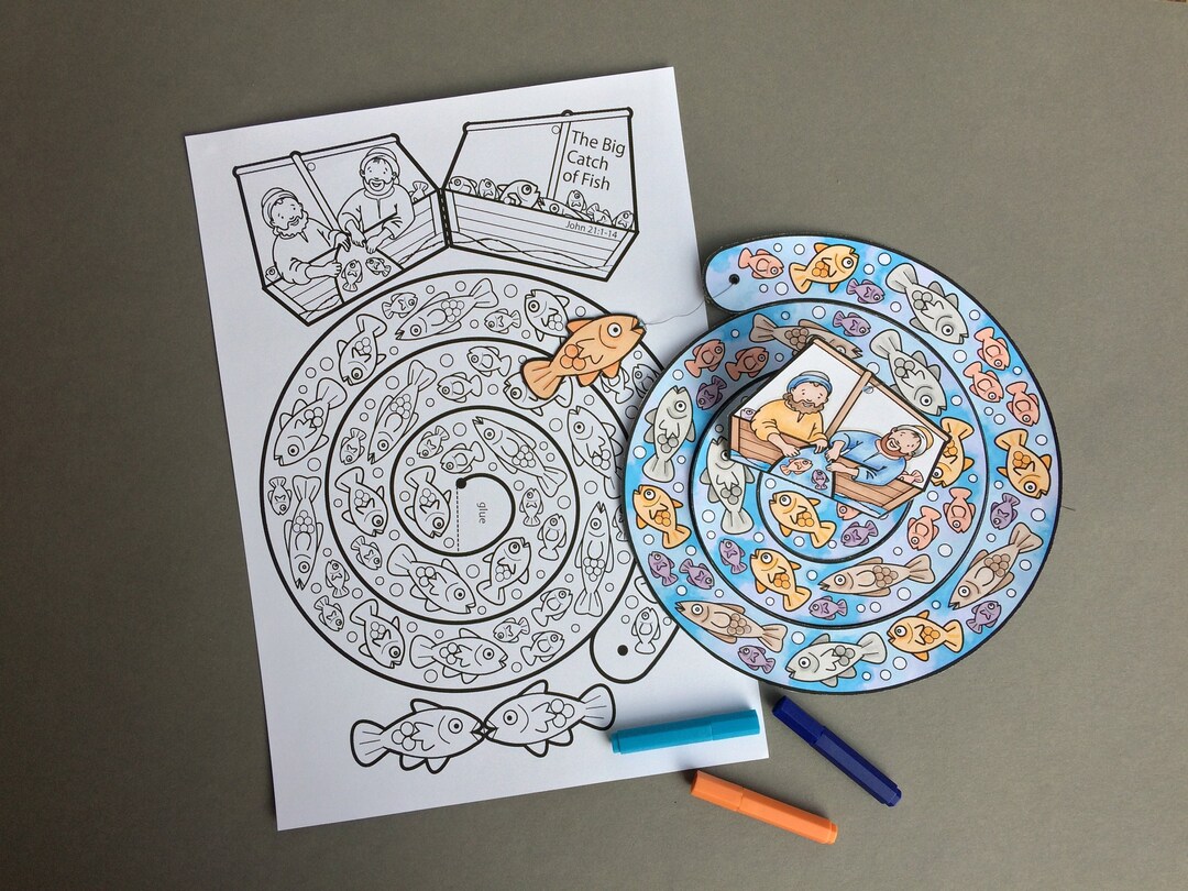 The Big Catch of Fish Colour in Mobile Colouring Page - Etsy