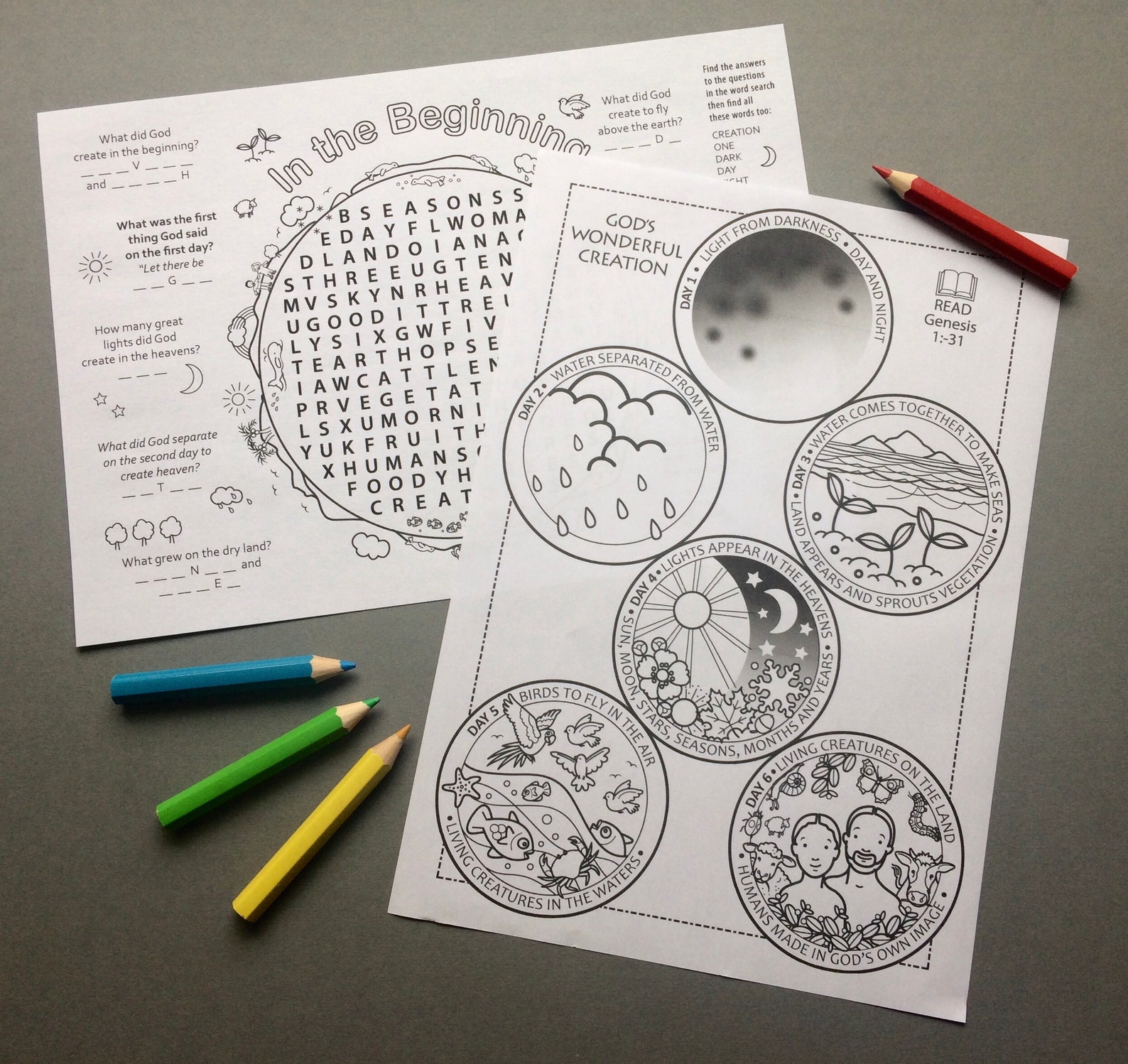 God's Creation Activity Pages Based on Genesis 1. Make a Mobile Craft ...