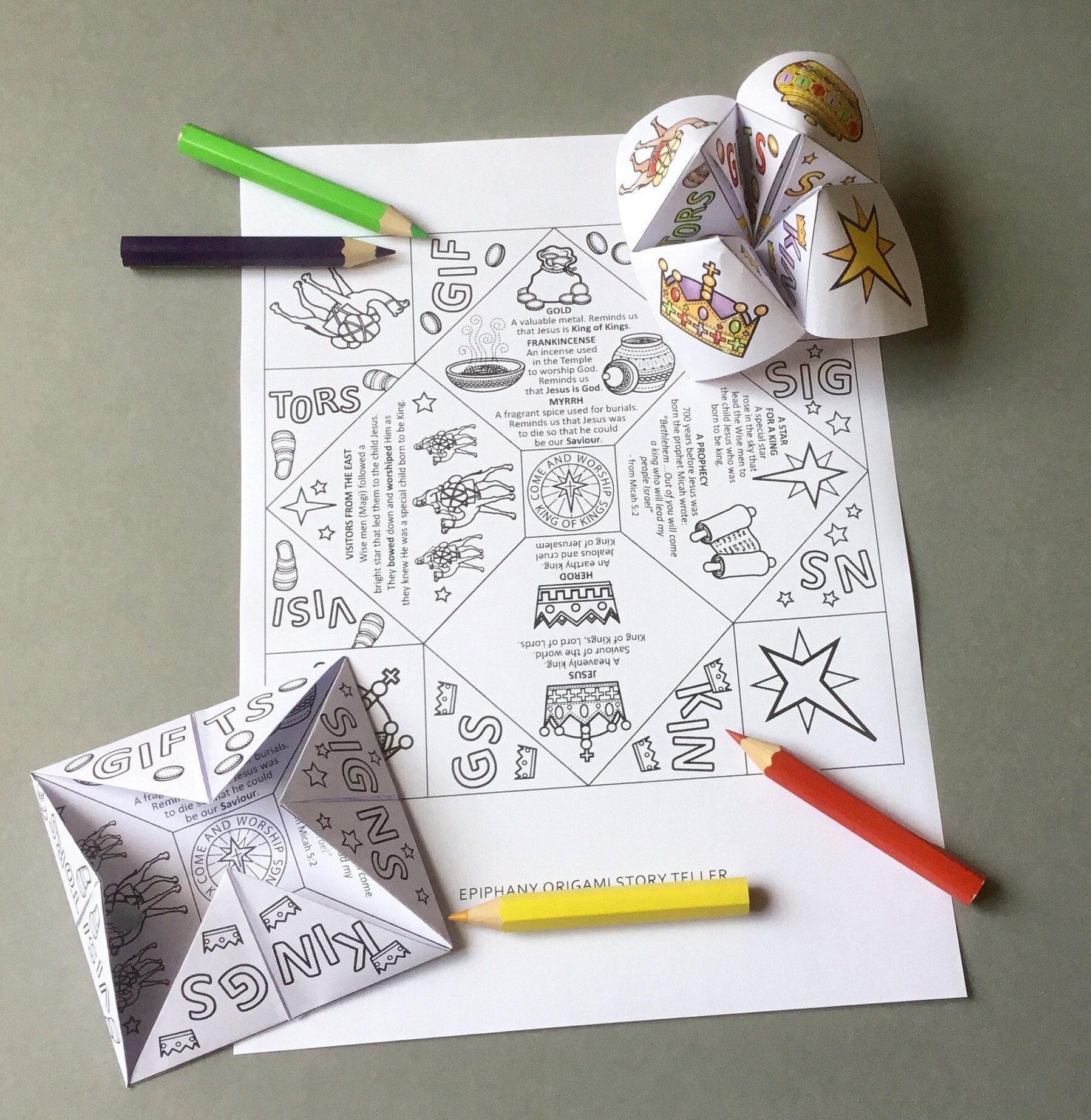 Epiphany Origami Story Teller With Colouring Page and Word Search ...
