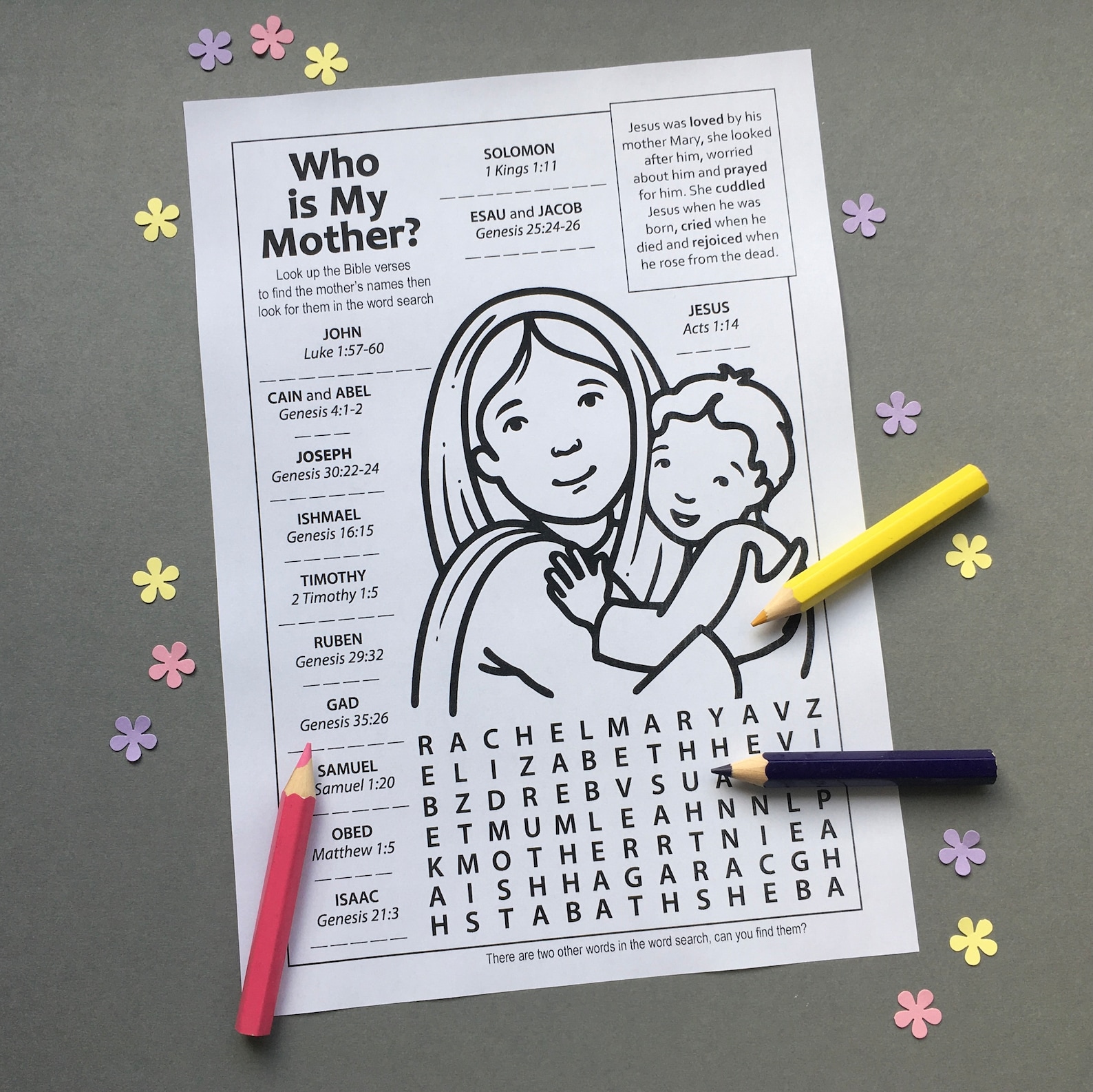 Mothering Sunday Mothers Day Card to Colour in and Make With Bible ...