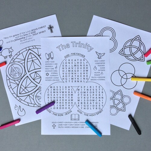 The Holy Trinity Colouring Pages and Wordsearch. - Etsy Australia