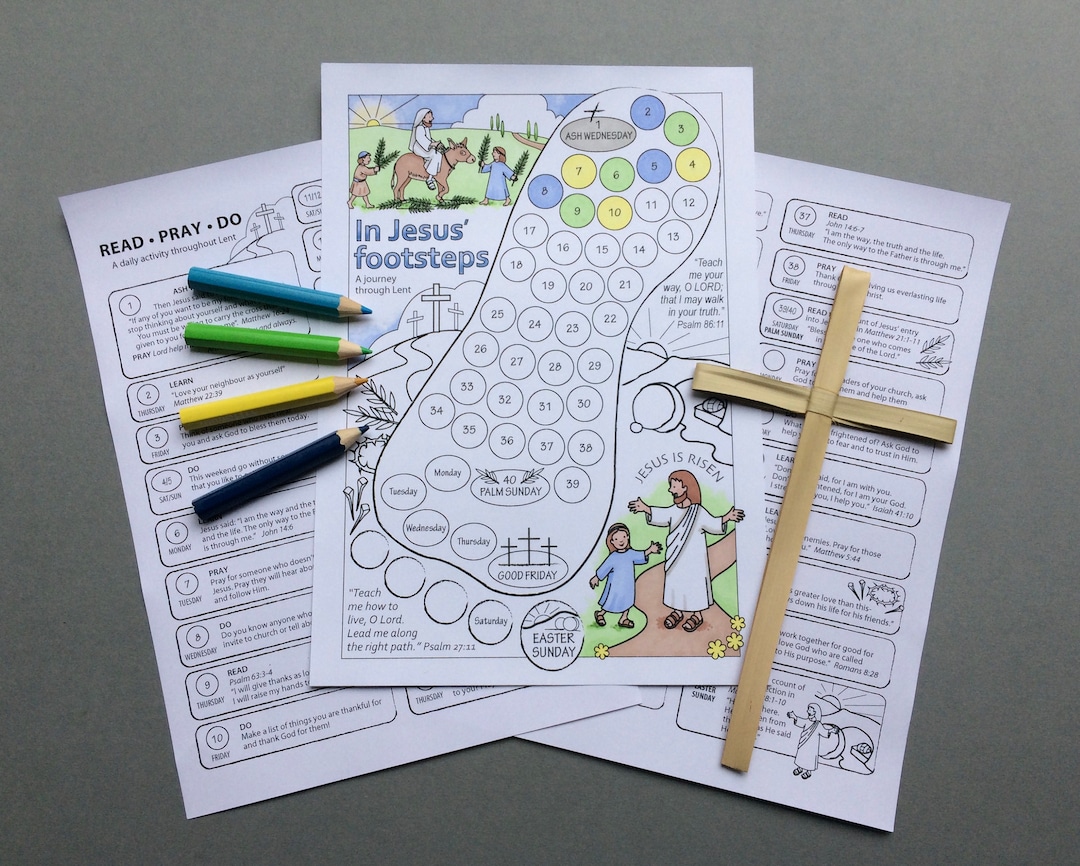 Lent Calendar, in Jesus' Footsteps, With a Daily Activity to Read, Pray ...