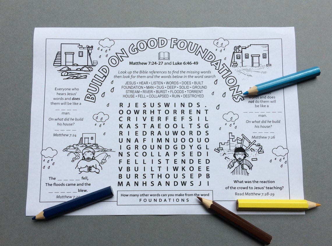 The Wise and Foolish Builders Story Wheel With Colouring - Etsy