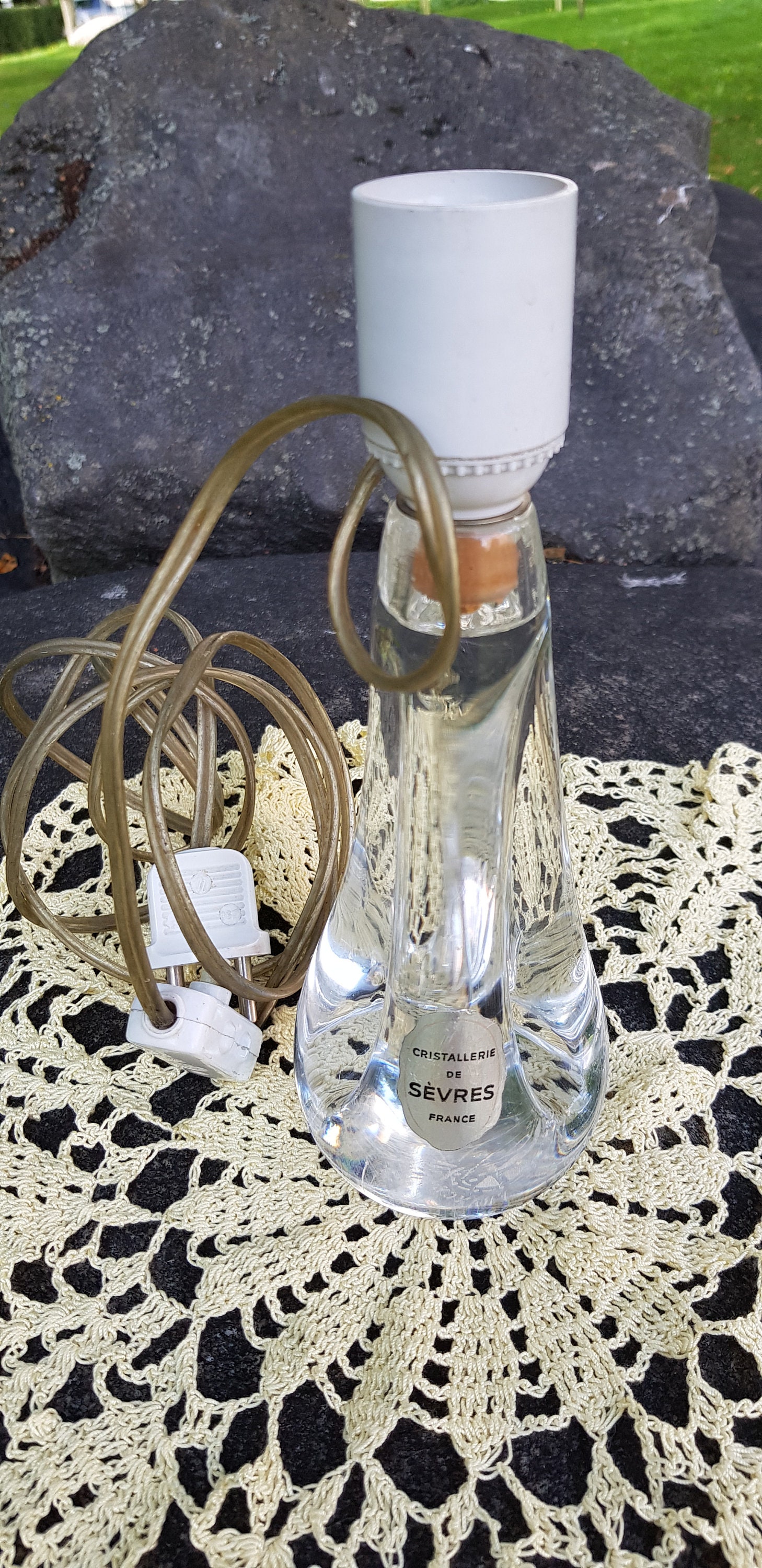 Mid Century Cristallerie De Sevres Glass Table Lamp Vintage French Lamp ...