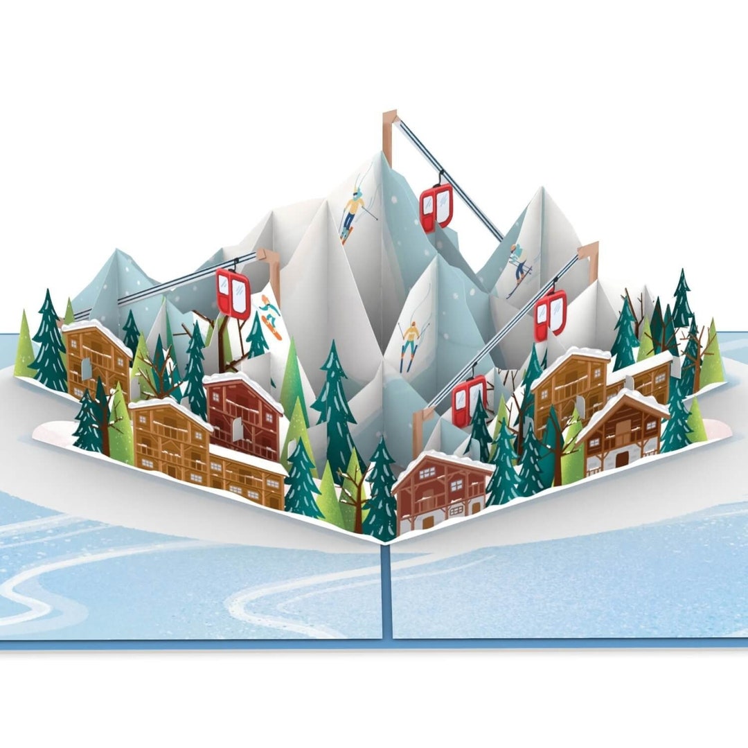Pop up Map Ski Slope Voucher for Skiing or Skiing Vacation, Gift for ...