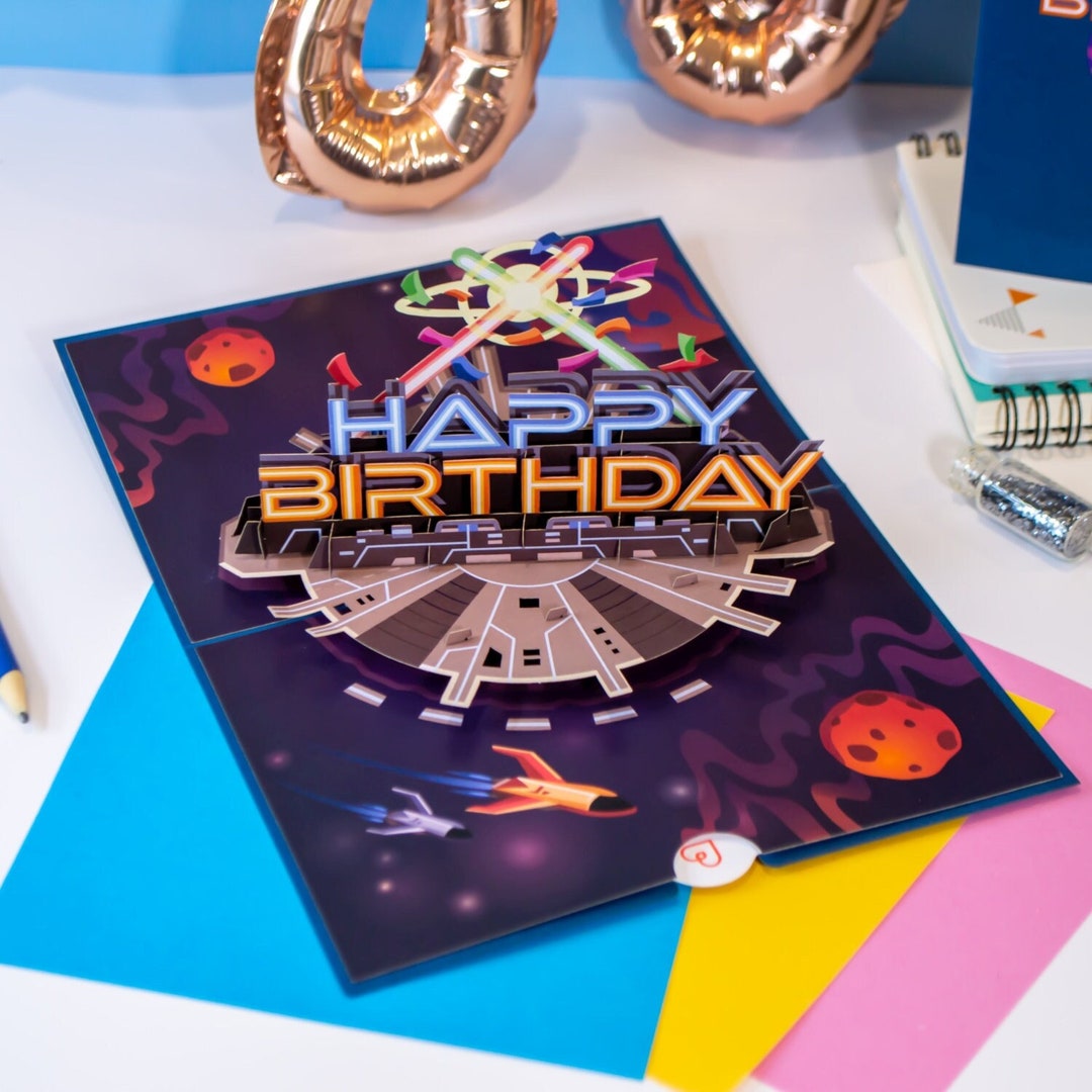 Pop up Card Galactic Birthday 3D Space Birthday Card for Boys & Girls ...