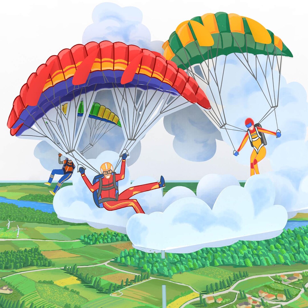 Pop-up Card Paragliding - 3D Gift Card for Skydiving, Tandem Jump or ...