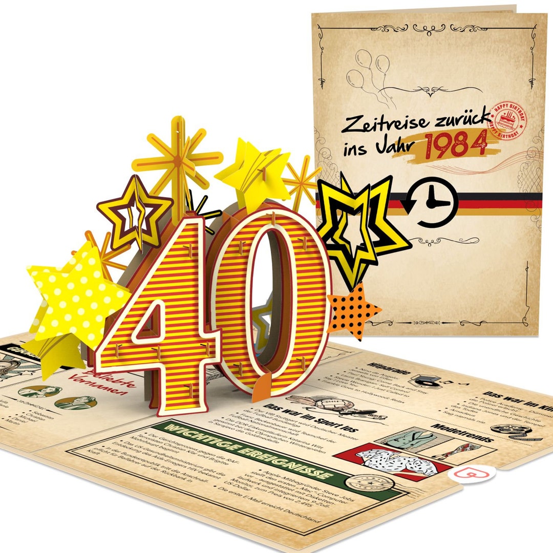 1984 40th Birthday Card Funny 3D Pop up Birthday Card for Woman & Man ...
